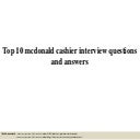 Top 10 mcdonald cashier interview questions and answers