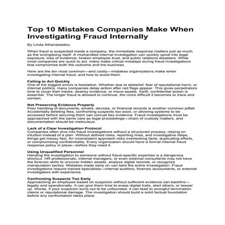 Top 10 Mistakes Companies Make When Investigating Fraud Internally.docx