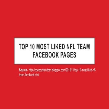 Top 10 most liked nfl team facebook pages | PPTX