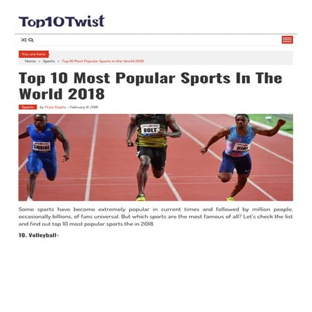 Top 10 most popular sports in the world 2018 | PDF