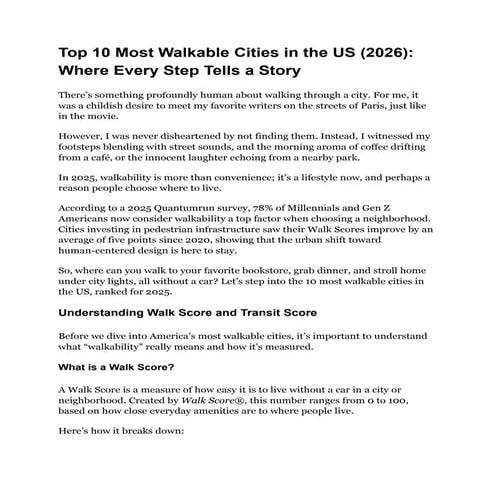 Top 10 Most Walkable Cities in the US (2026)_ Where Every Step Tells a ...