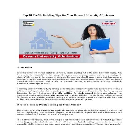 Top 10 Profile Building Tips for Your Dream University Admission.pptx ...