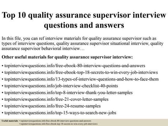 Top 10 quality supervisor interview questions and answers | PPT