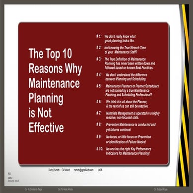 Top 10 Reasons Why Maintenance Planning Fails | PDF