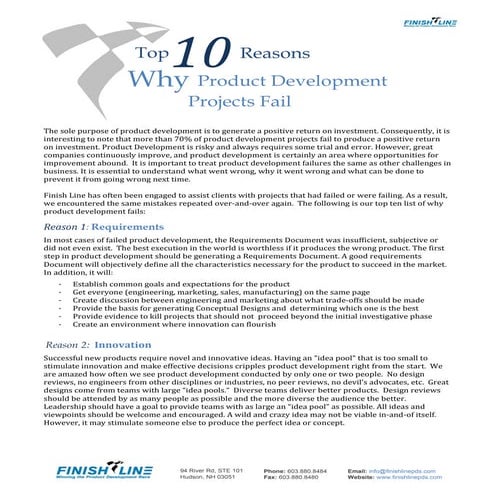 Top 10 reasons why product development projects fail | PDF | Business ...