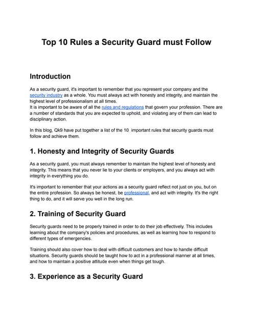 What makes a good security guard? | PPSX