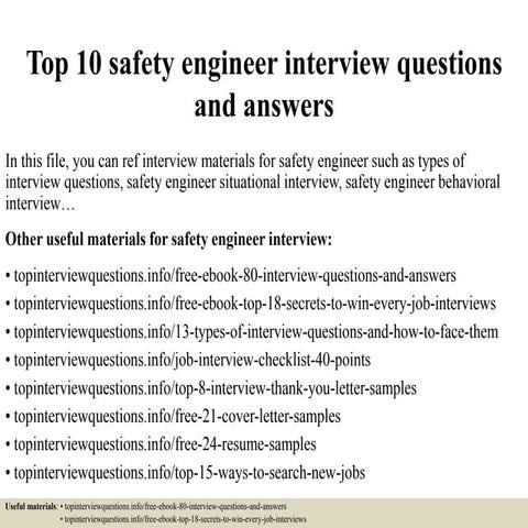 Top 10 safety engineer interview questions and answers | PPTX