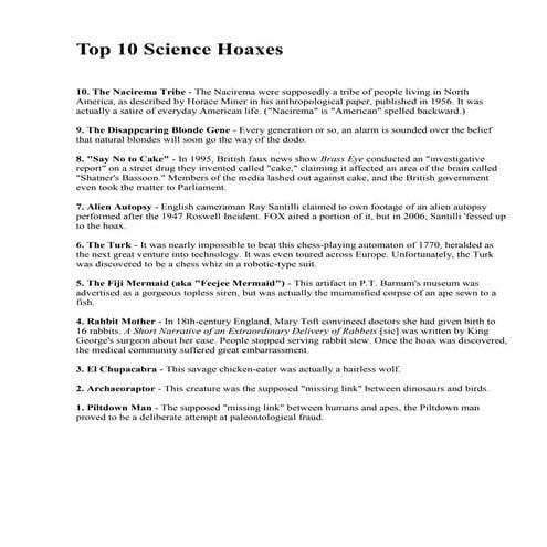 15 Great Hoaxes You Probably Fell For | PDF