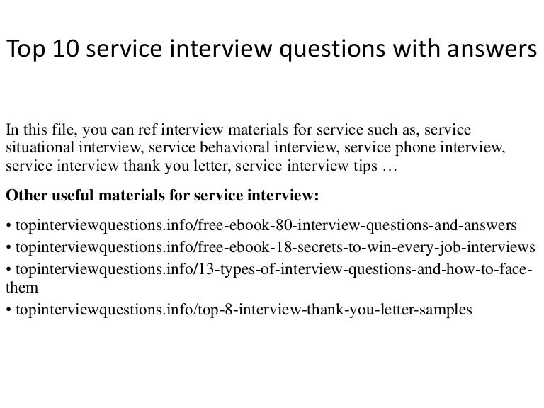 Top 10 service interview questions with answers