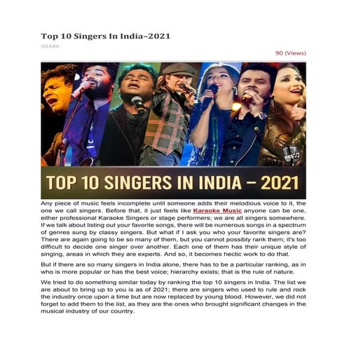 Top 10 singers in india | PDF