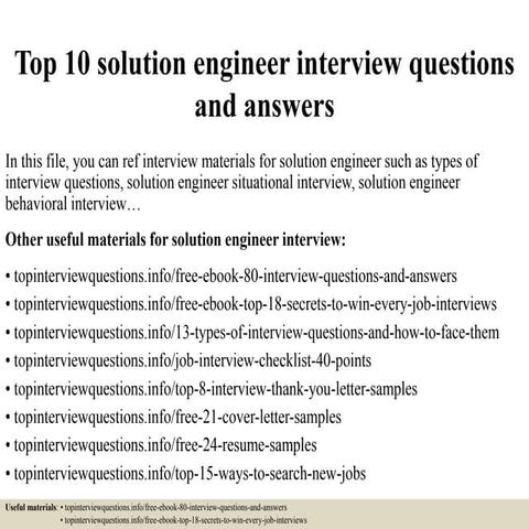 Top 10 solution engineer interview questions and answers | PPT