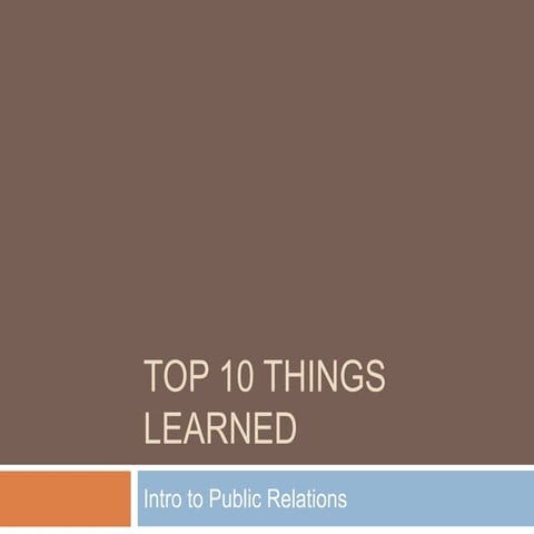 Top 10 Things Learned | PPTX | Pharmaceutical Drugs | Medical Health