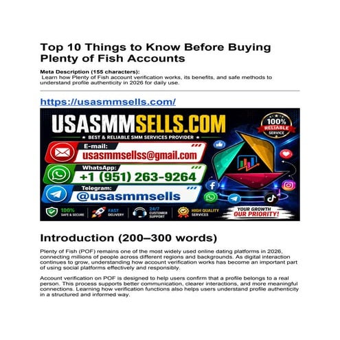Where to Find Affordable Verified Plenty of Fish Accounts.docx