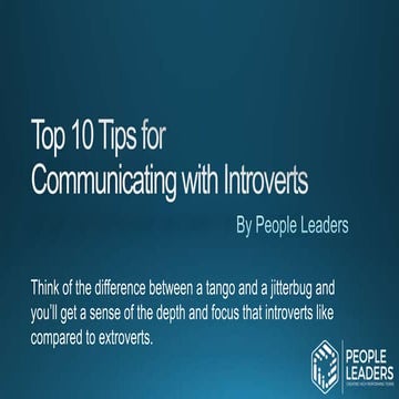 Top 10 tips for communicating with introverts | PPTX | Talk Show | Genres