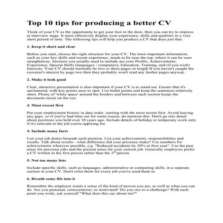 Top 10 tips_for_producing_a_better_cv | PDF