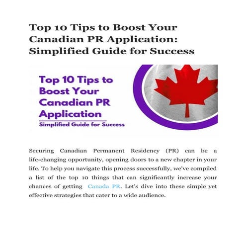 Top 10 Tips to Boost Your Canadian PR Application_ Simplified Guide for ...