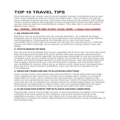 Top 10 travel tips | DOCX | Photography | Arts and Crafts