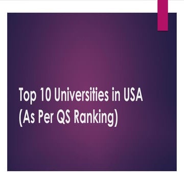 Top 10 Universities in USA (As Per QS Ranking).pdf | College Planning ...