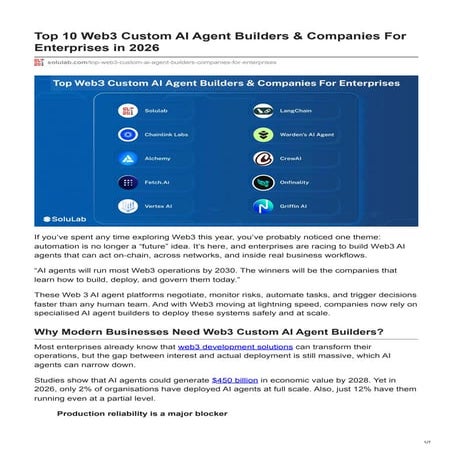 Top 10 Web3 Custom AI Agent Builders Companies For Enterprises in 2026.pdf