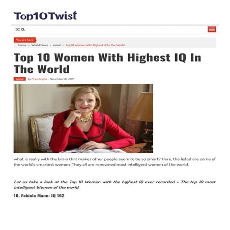 Top 10 women with highest iq in the world | PDF | Science