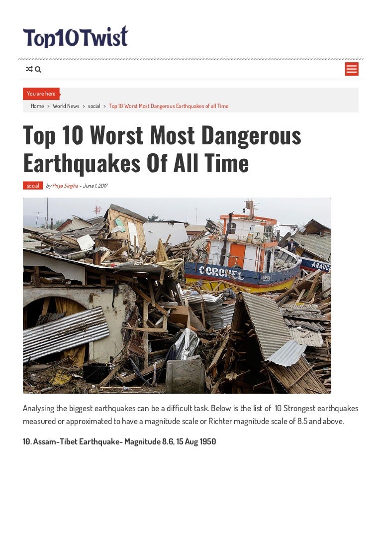 Top 10 worst most dangerous earthquakes of all time