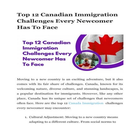 Top 12 Canadian Immigration Challenges Every Newcomer Has To Face.pdf