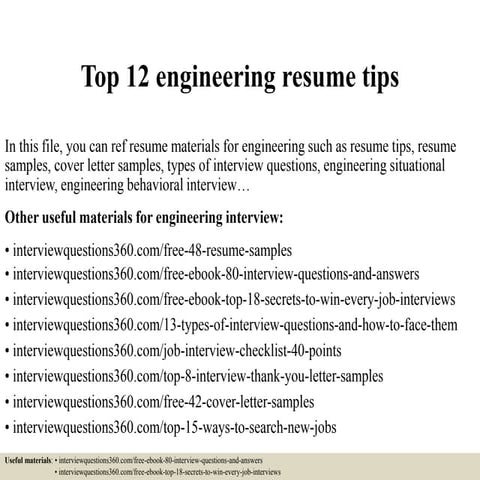 Top 12 engineering resume tips | PPTX