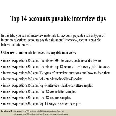 Top 14 accounts payable interview tips | PPT