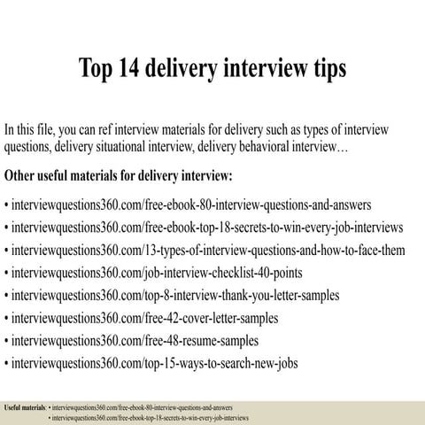Top 14 delivery interview tips | PPT
