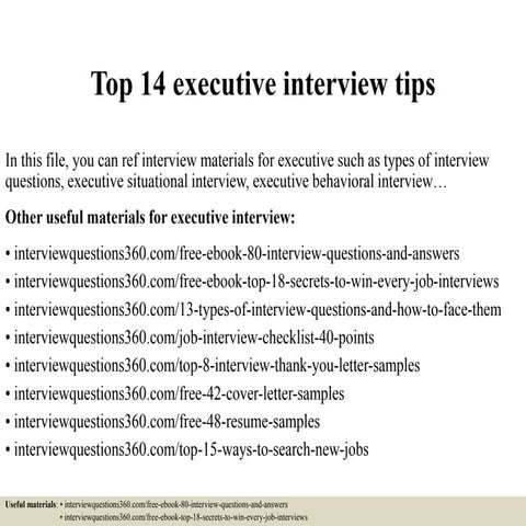 Top 14 executive interview tips | PPT