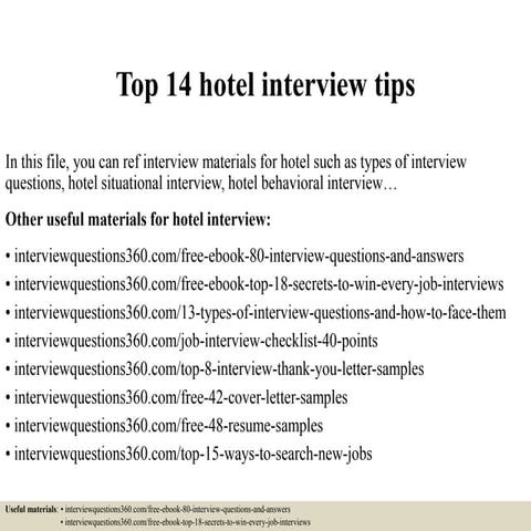 Top 14 hotel interview tips | PPT
