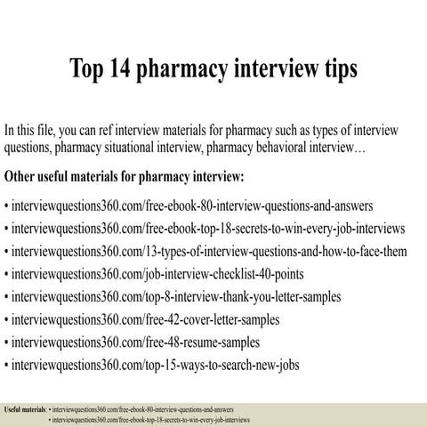 Top 14 pharmacy interview tips | PPT