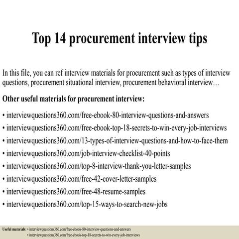 Top 14 procurement interview tips | PPT