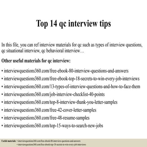 Top 14 qc interview tips | PPTX