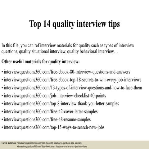 Top 14 qc interview tips | PPTX