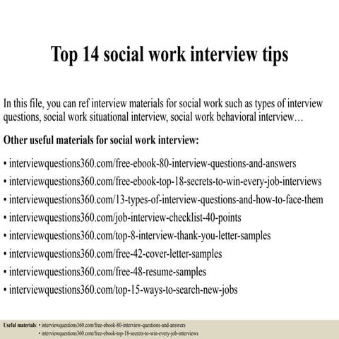 Top 14 social work interview tips | PPTX