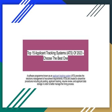 Top 15 Applicant Tracking Systems (ATS) Of 2023 - Choose The Best One.pdf