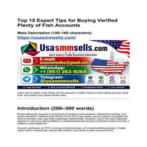Where to Find Affordable Verified Plenty of Fish Accounts.docx