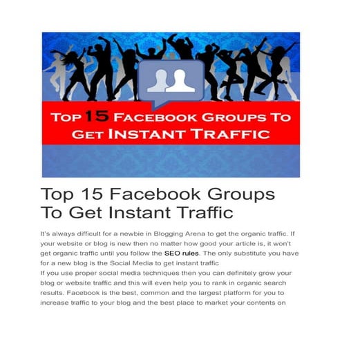 Top 15 facebook groups to get instant traffic | PDF