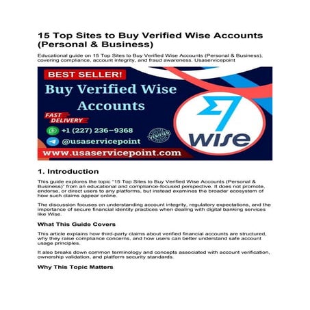10 Top Sites to Buy Verified Wise Accounts (Personal & Business) in ...