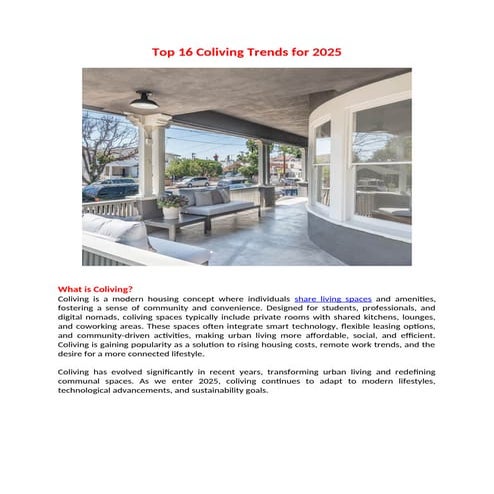Top 16 Coliving Trends for 2025 - Cohaus LLC | PDF