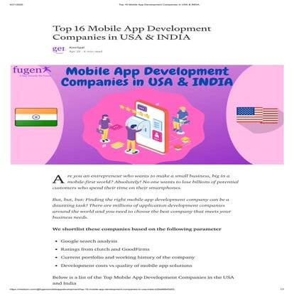 Top 16 mobile app development companies in usa & india | PDF