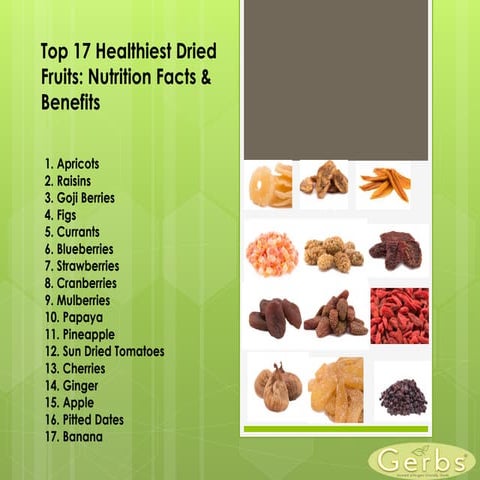 Top 17 healthiest dried fruits nutrition facts & benefits | PPT
