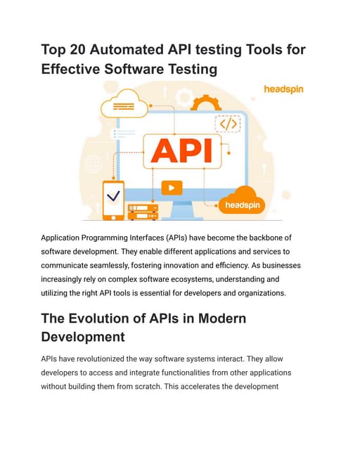 Top 20 Automated Api Testing Tools For Effective Software Testing Pdf