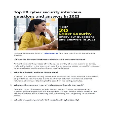 Top 20 Cyber Security Interview Questions And Answers In 2023 Pdf