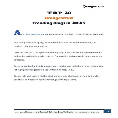 Top 20 Orangescrum Trending Blogs in 2025 | PDF
