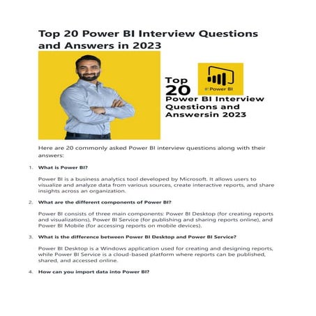 Top 20 Power BI Interview Questions and Answers in 2023.pdf | Databases | Computer Software and ...