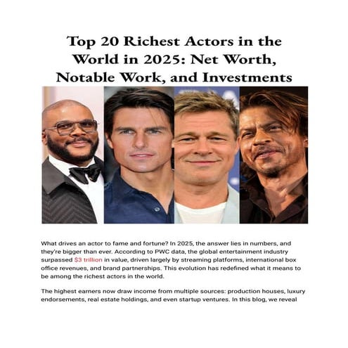 Top 20 Richest Actors in the World in 2025_ Net Worth, Notable Work ...