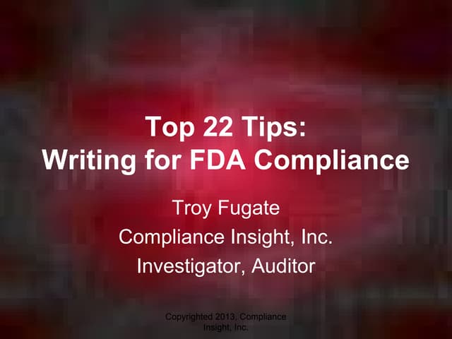 Basics of FDA GMP Training | PPT