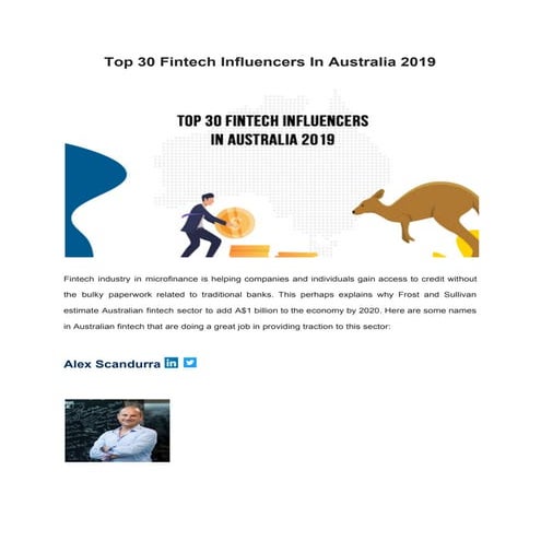 Top 30 Fintech Influencers In Australia 2019 | PDF